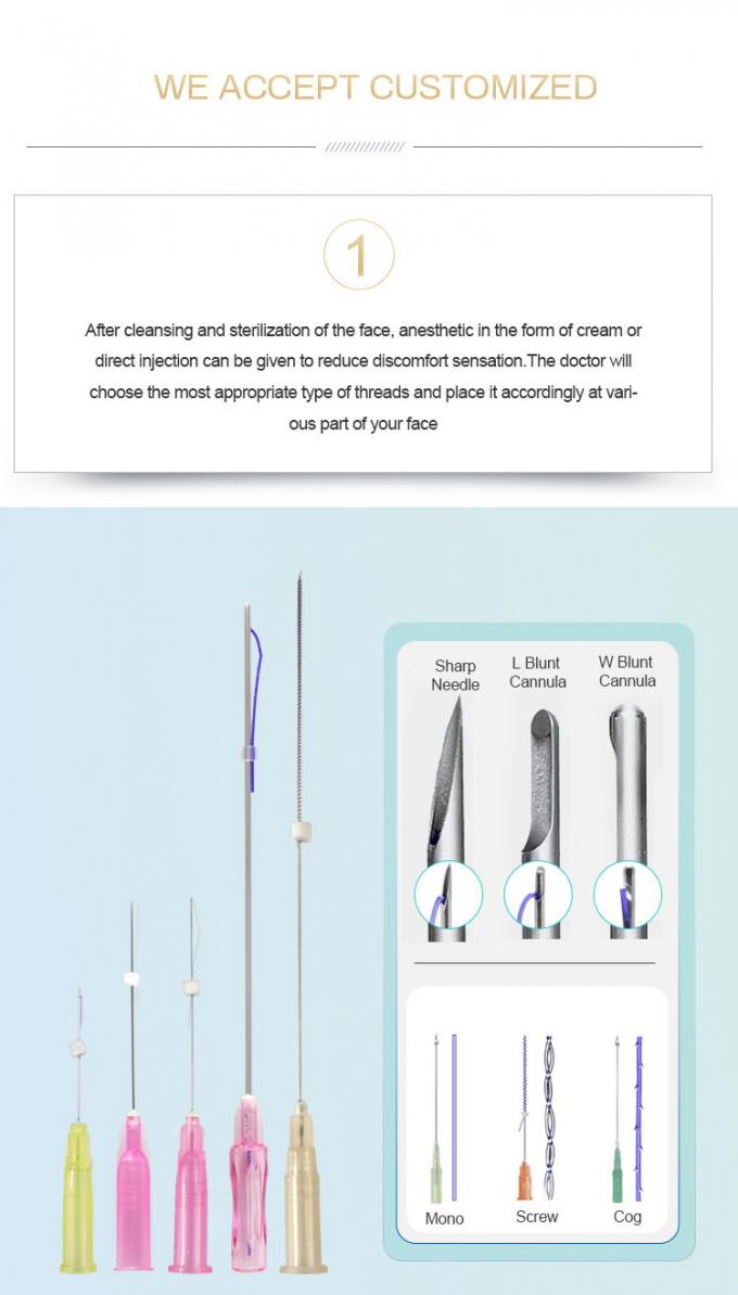 Cog 6d 4d 3d Polydioxanone Screw Pdo Mono Thread Lift 18g To 30g
